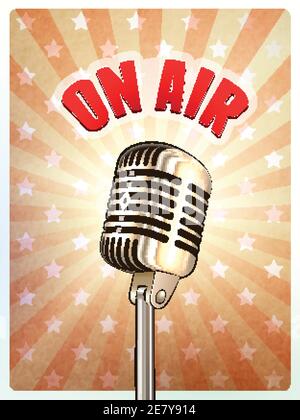 Podcast design. Microphone on a light background pattern.Vector ...