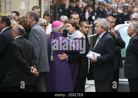 Bruno Finck arrives at the funeral mass for his partner, French actor ...