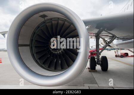 GERMANY, Hamburg airport , trial phase with biofuel , Lufthansa jet ...