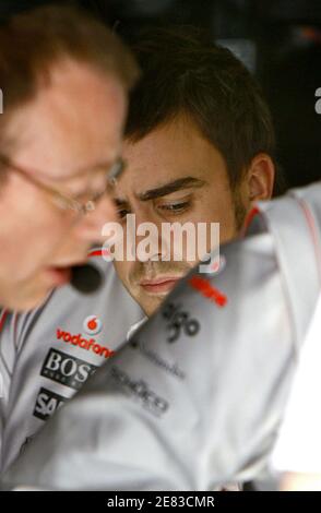 Spain's Fernando Alonso driver of Vodafone McLaren Mercedes MP4/22 ...