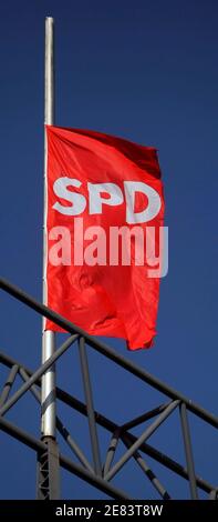 Berlin, Germany, German flag at half-mast at the Bundestag Stock Photo ...