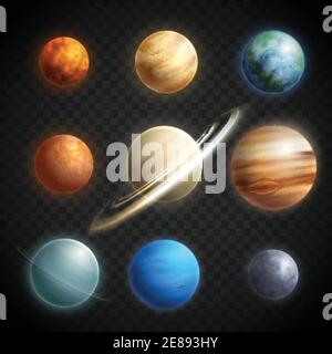 Planets realistic transparent set with Solar System planets isolated ...