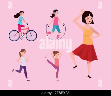 group women practicing exercises Stock Vector Image & Art - Alamy