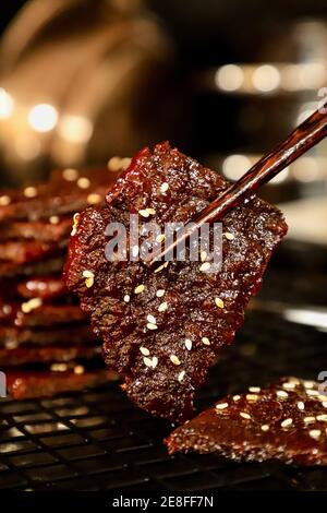 chinese dried and sweet pork jerky Stock Photo - Alamy