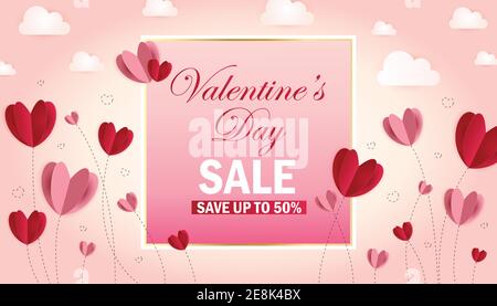 Happy valentine's day sale vector banner design. Valentine's day ...