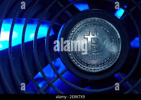 Bitcoin, Blockchain concept on server room background Stock Photo - Alamy