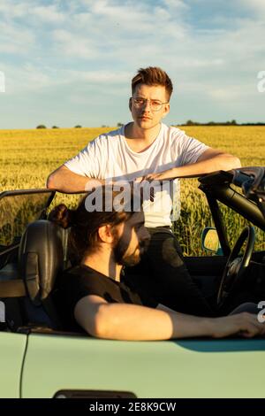 White european models men in the car Stock Photo - Alamy