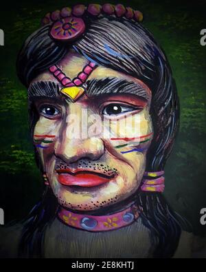 Face Apache Red Indian drawing works , Indigenous peoples of the ...