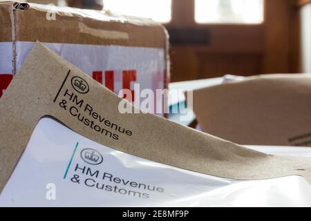 HM Revenue and Customs (HMRC) letters seen with logos with the brown ...