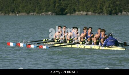 Members of the french rowing Benjamin Lang, Sebastien Lente, Frederic ...