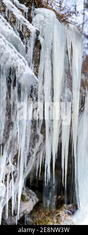 huge white icicles frozen winter world Stock Photo - Alamy