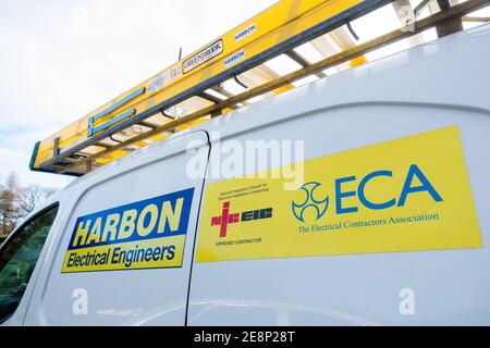 Electricians van sign with Trade Association membership signs for ECA ...
