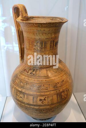 Monumental Olpe, Greek, Late Geometric period, 730 700 BC, terracotta ...