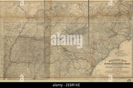 Military map showing the marches of the United States forces under ...