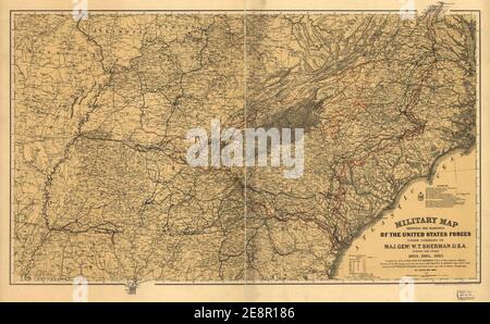 Military map showing the marches of the United States forces under ...