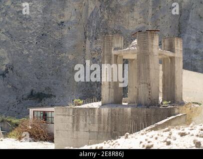 Concrete structure at quarry at Troumpeta, Corfu, Greece Stock Photo ...