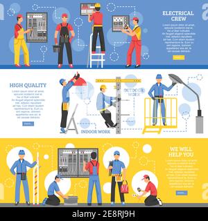Electrician, electrical works and engineering banners. Electrician in ...