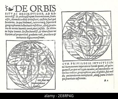 Monachus 1527 globe map 03 Stock Photo - Alamy