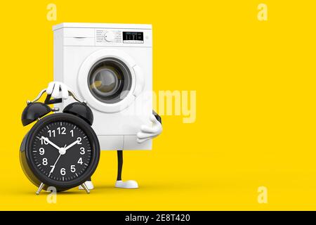 Washing machine with alarm clock, 3D rendering isolated on white ...