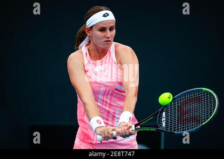 Greet Minnen (WTA 110) during her opening tennis match between Belgian ...