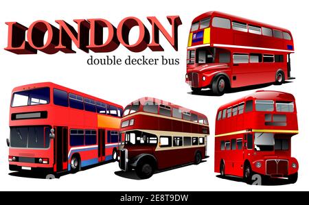 London double decker red bus cartoon illustration, English UK british ...