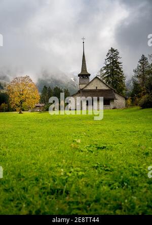 church of Kandersteg in autumn Stock Photo - Alamy