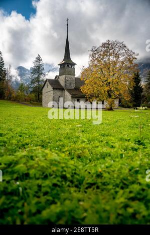 church of Kandersteg in autumn Stock Photo - Alamy
