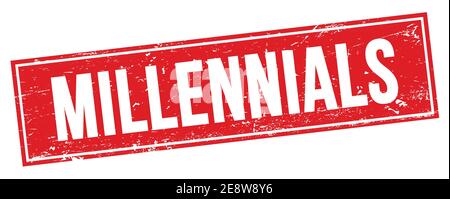 MILLENNIALS text on red grungy rectangle stamp sign Stock Photo - Alamy