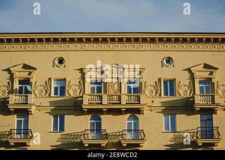 Soviet-style apartment building with balconies Stock Photo - Alamy