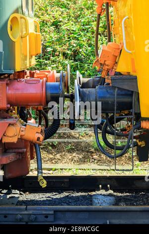 Railway Engine buffers Close /up Stock Photo - Alamy