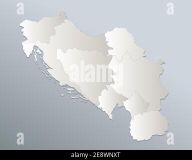 Yugoslavia map card paper 3D natural blank Stock Photo - Alamy