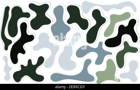 Green and grey rregular blob, set of abstract organic shapes. Abstract ...