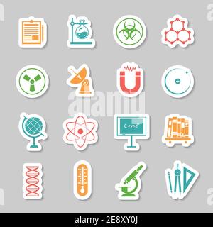 Physics chemistry science research stickers set with telescope ...