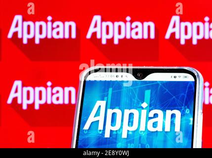 In this photo illustration an Appian Corporation logo is seen displayed ...