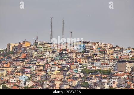 Slum neighborhood. Old settlement area built on slopes. izmir, Turkey ...