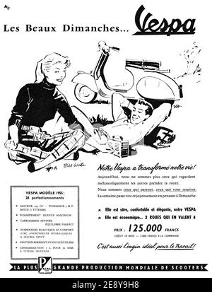 Old Vespa scooter advert Stock Photo - Alamy