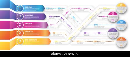 3D infographics style arrows, plexiform roadmap paths with steps ...