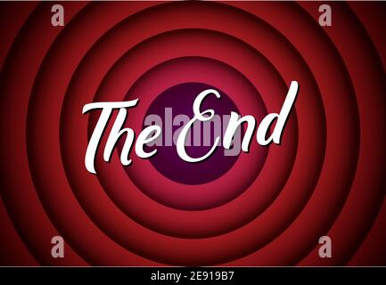 The end movie font comic poster circle. Cartoon film end poster logo ...