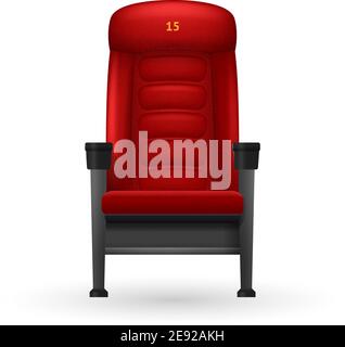 Cinema red comfortable seat for watching movies isolated on white background. Red comfortable ...