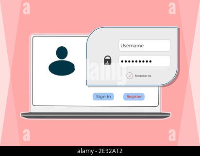 Register page design. Login form account user password identity ui web log screen security ...