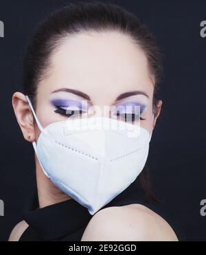 Beautiful Girl Wearing Medical Mask During Coronavirus COVID-19 ...
