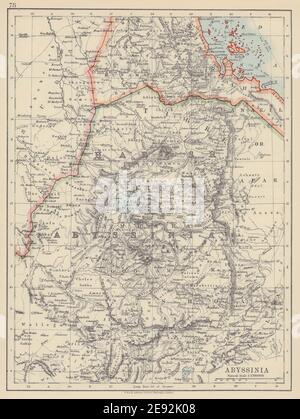 Physical Map of Modern Abyssinia and Eritrea. Ethiopia (1923 Stock ...