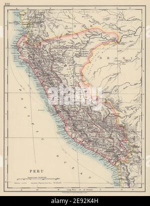 PERU. Border as before Peru-Ecuador war (1941). JOHNSTON, 1897 antique ...