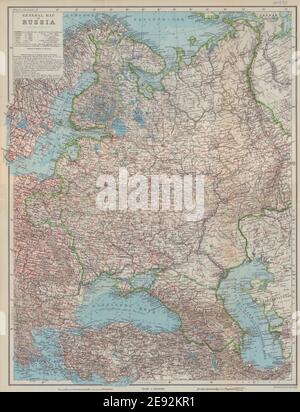 Overview map of European Russia. Russland. BAEDEKER 1912 old antique ...