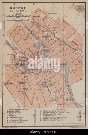 Tartu Plan, Tartu City, Tartu Map, Dorpat Map, Old Dorpat Map, Retro ...