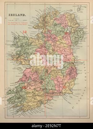 BRITISH ISLES index map by GW BACON. England Ireland Scotland Wales ...