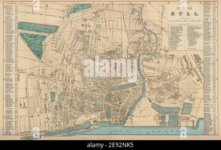HULL. Vintage town city map plan. Yorkshire 1950 old vintage chart ...