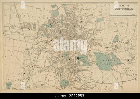 CHELTENHAM Lansdown Fairview Montpellier town city plan GW BACON 1883 ...