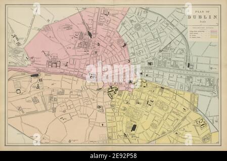 DUBLIN. Vintage town city map plan. Ireland 1949 old vintage chart ...