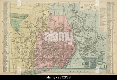 HULL. Vintage town city map plan. Yorkshire 1950 old vintage chart ...